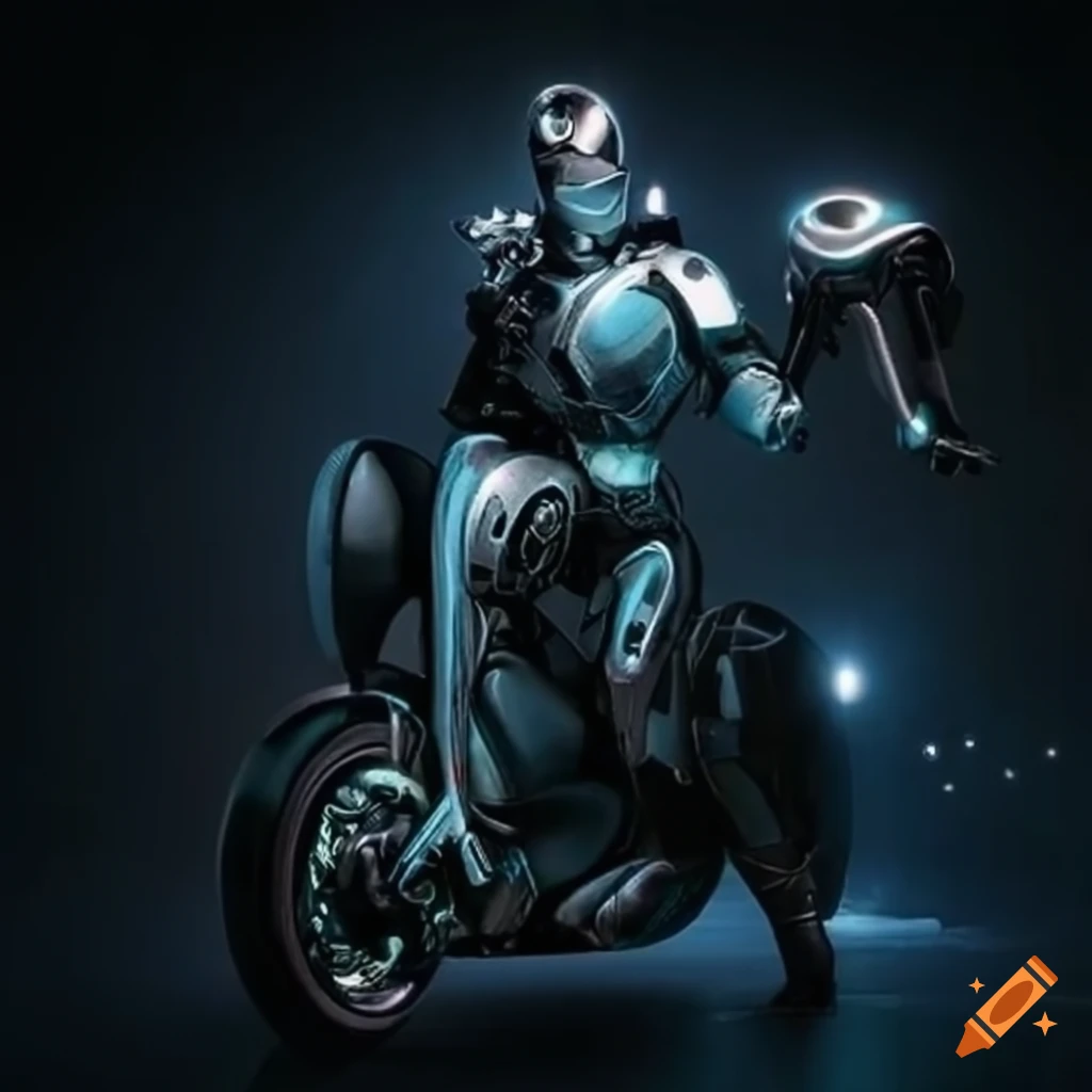 Futuristic motorcycle with cybernetic enhancements and advanced ...