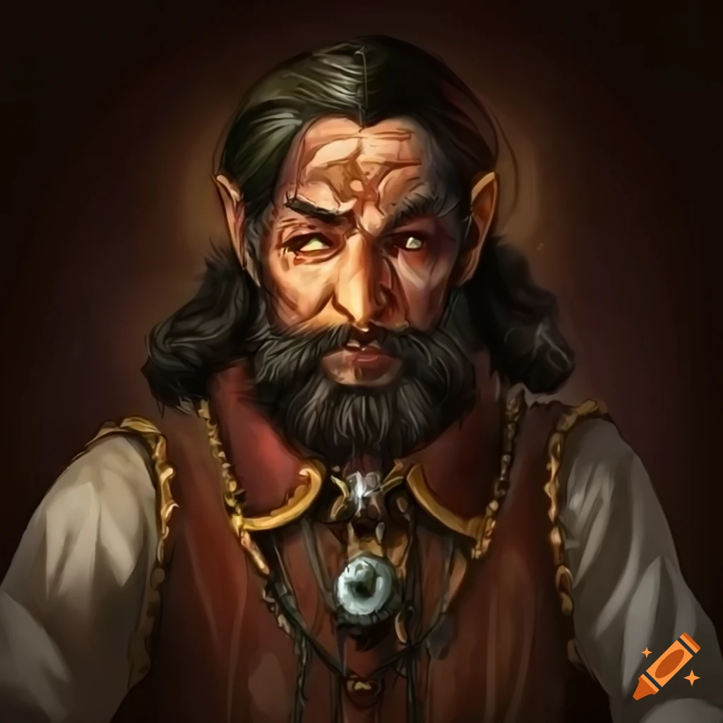 Black-haired middle-aged alchemist with a beard on Craiyon