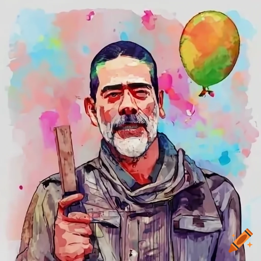 Negan from The Walking Dead celebrating birthday with a balloon and ...