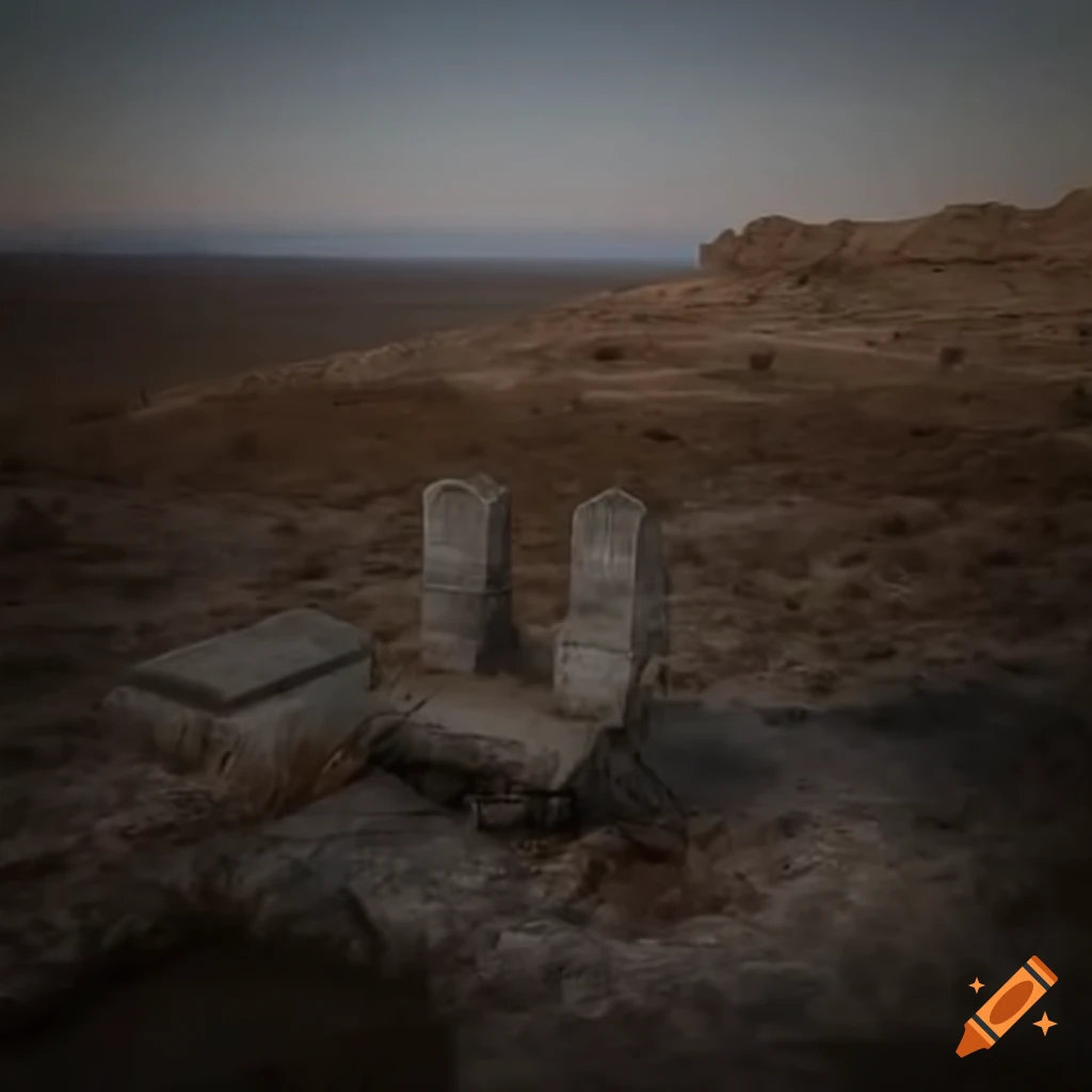 Dilapidated cemetery in a southwestern desert on Craiyon