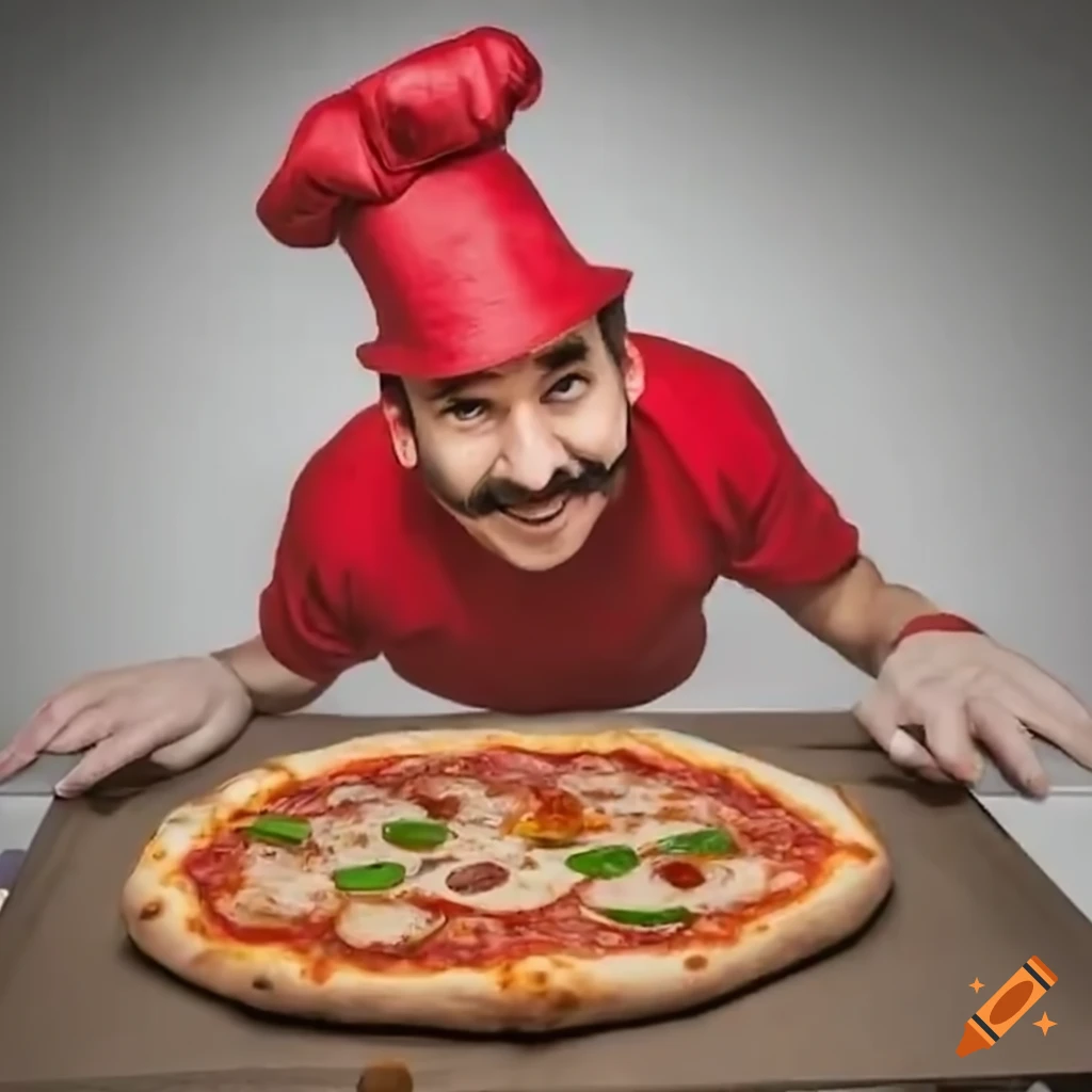 Mario making a pizza with a chef hat on Craiyon