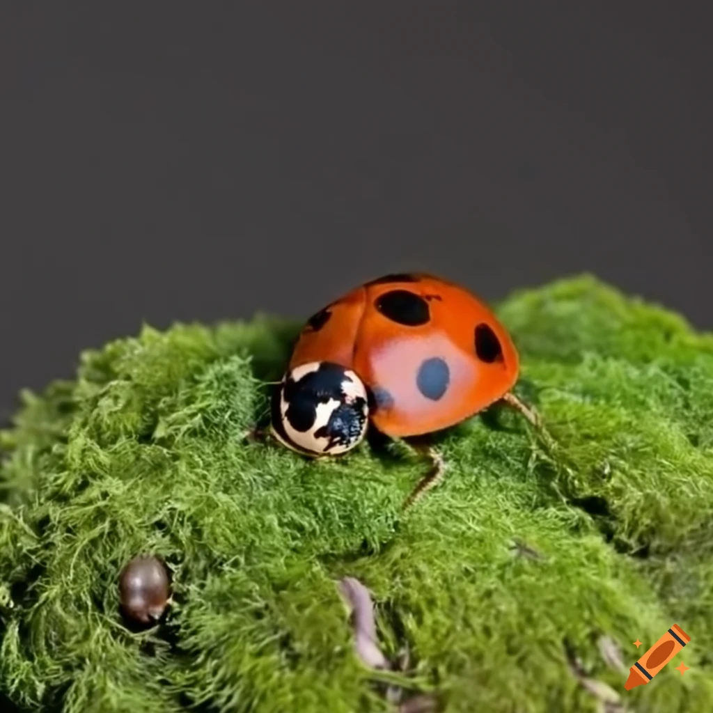 Ladybug on moss pillow on Craiyon