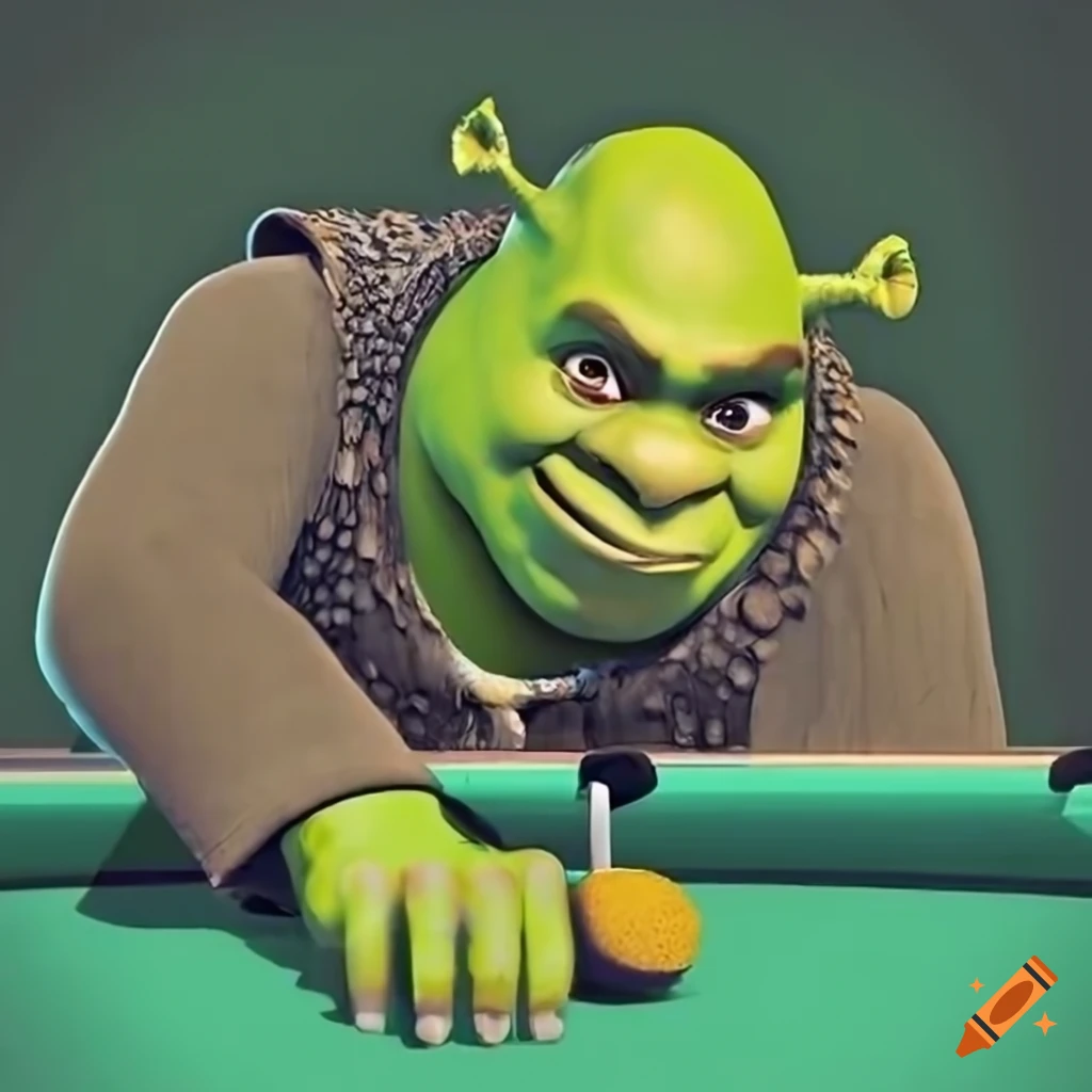 Shrek playing pool with a capybara in a unique setting on Craiyon