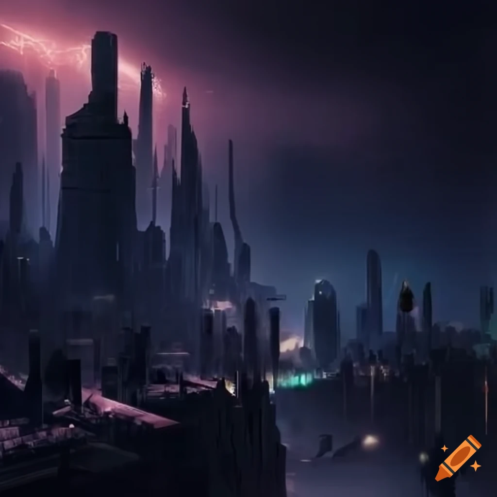 Alien cityscape on Craiyon