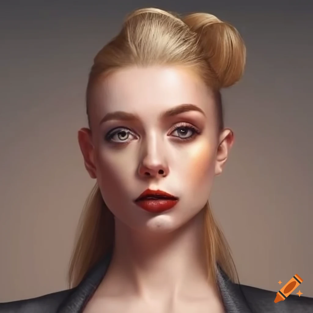 Portrait Of A Woman With Honey Blonde Hair And Brown Eyes On Craiyon