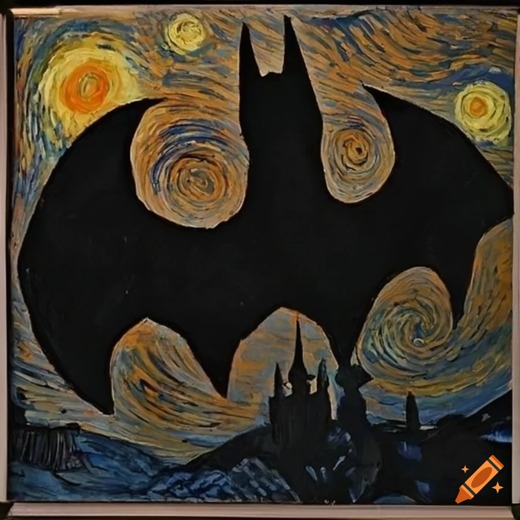 Batman symbol in Impressionist style similar to Van Gogh's Starry Night ...