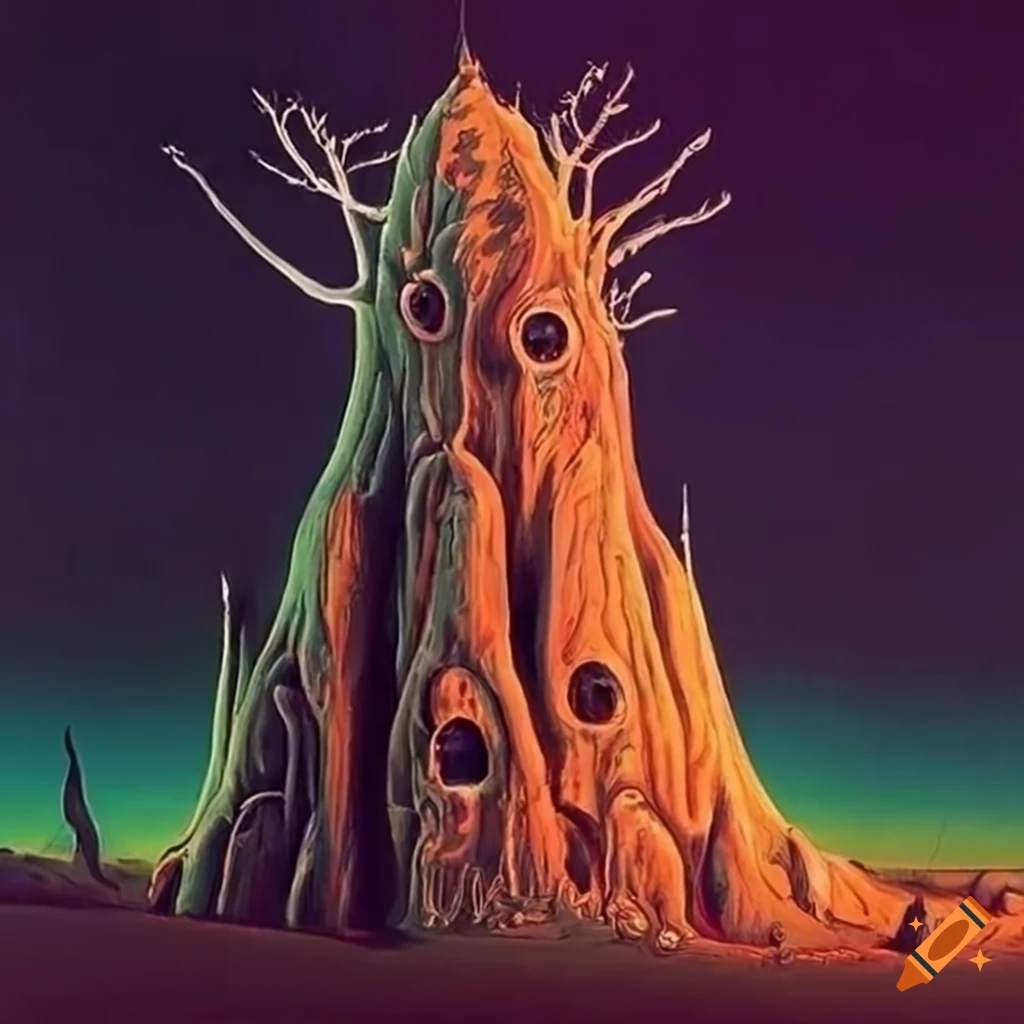 70s sci-fi alien tree resembling a succulent plant on Craiyon