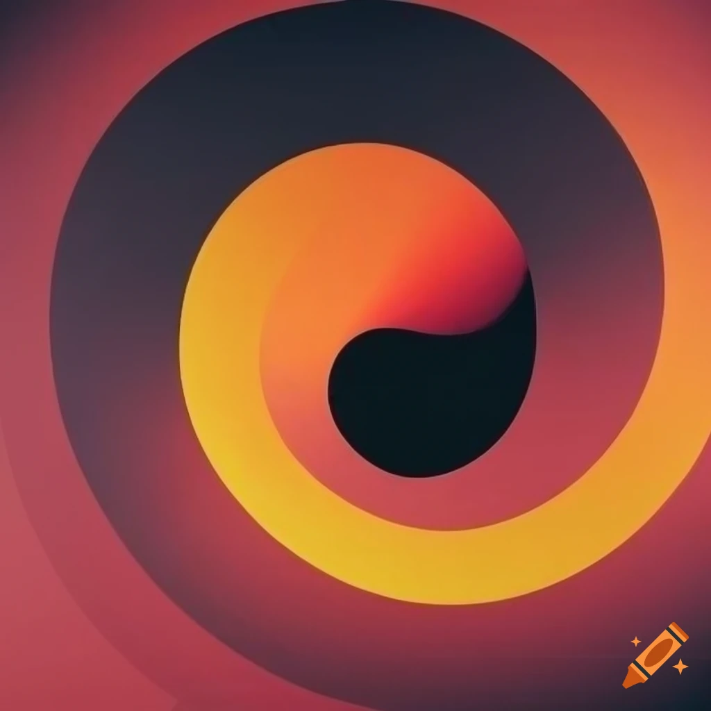 Art piece with 70s aesthetic orange to black gradient on Craiyon