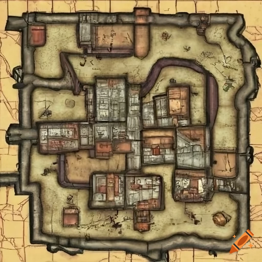 Detailed post-apocalyptic city map with a fallout theme on Craiyon