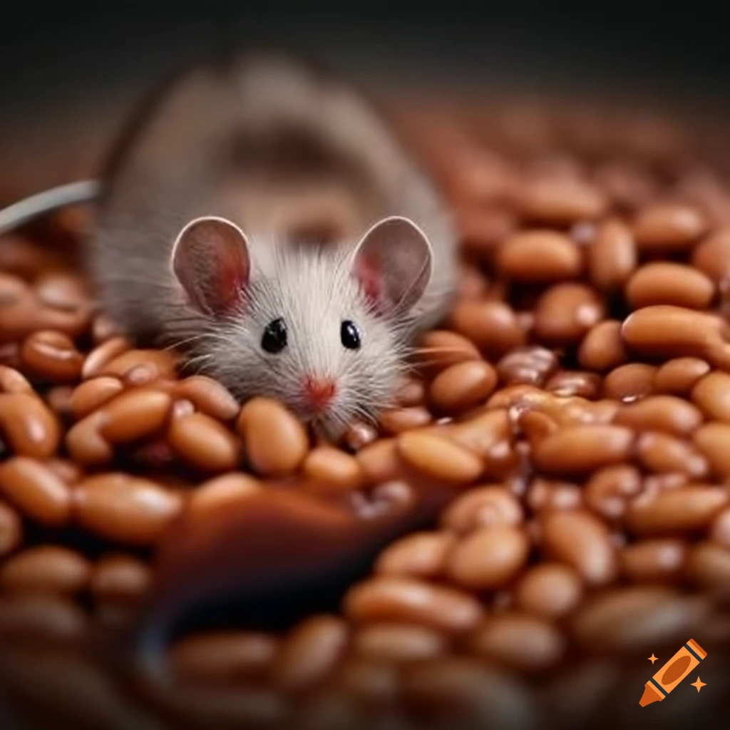 Mouse surrounded by baked beans on Craiyon