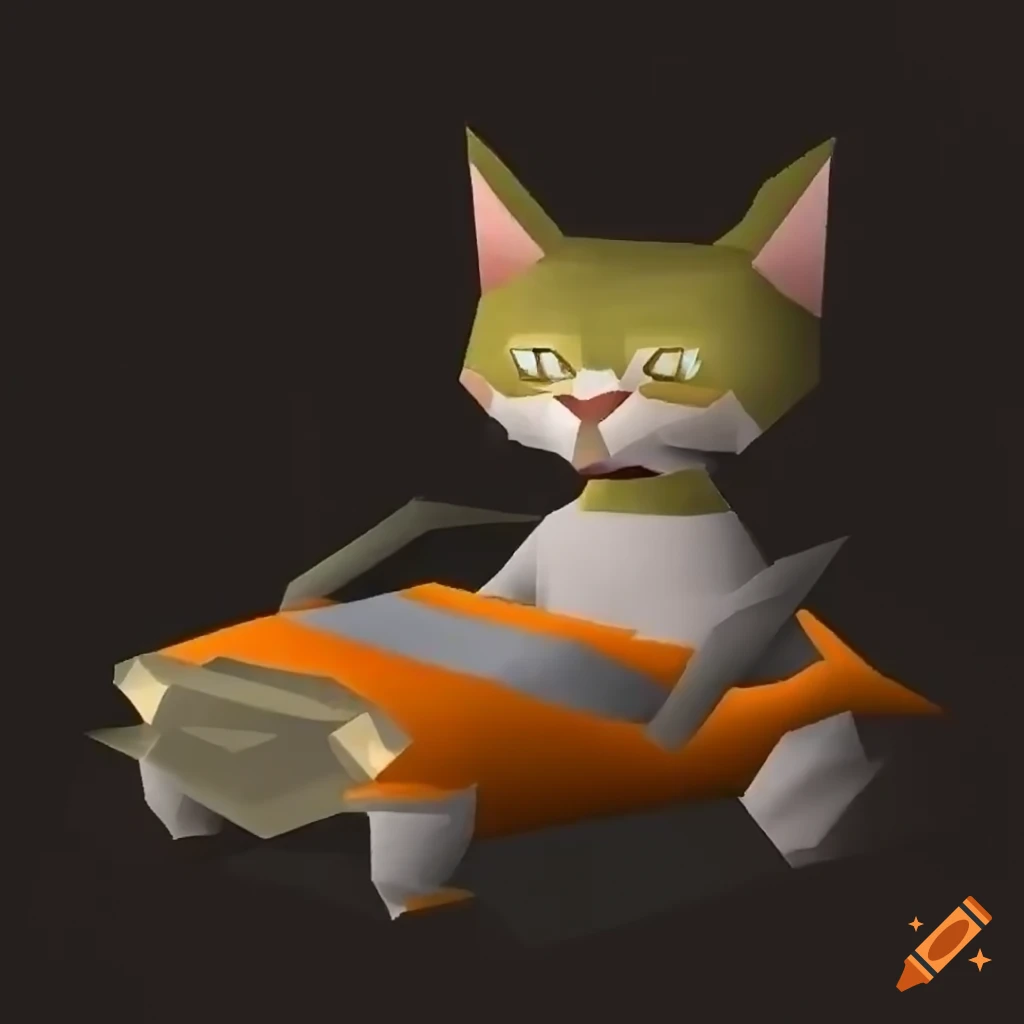 Cat driving a wheel car in osrs on Craiyon