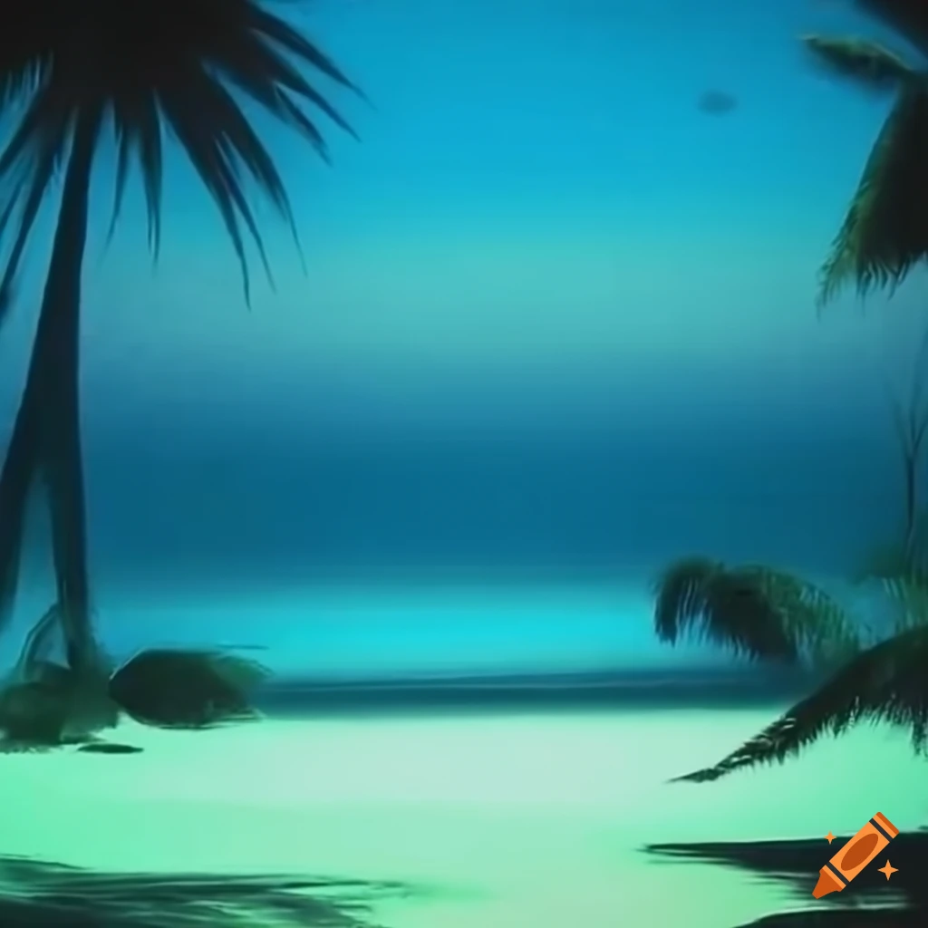 Liminal landscape with a palm tree in the sand with a magical fairycore ...