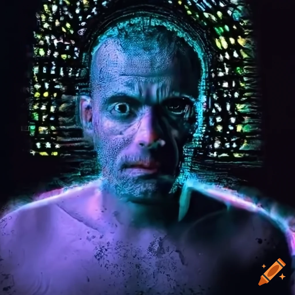 Abstract, pixelated nft artwork of gary vee in a satirical style on Craiyon