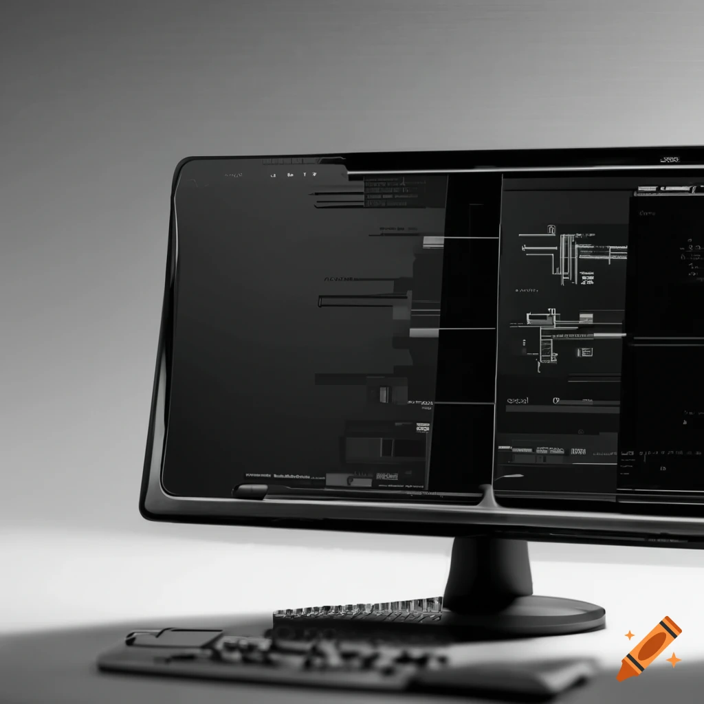 Minimalistic and modern website design process on a monitor on Craiyon