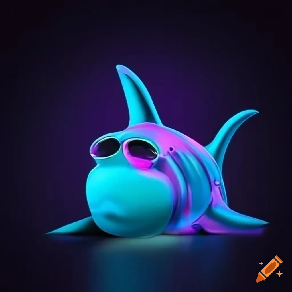 Playful shark wearing apple vision pro-neon on Craiyon