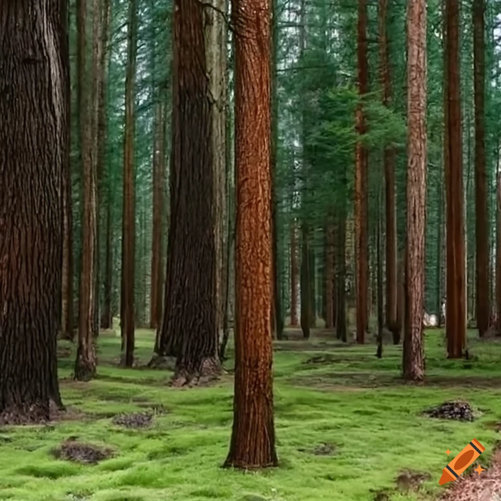 Tall pine trees on Craiyon