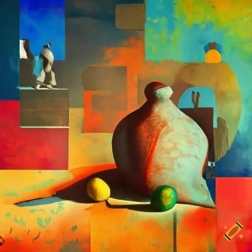 Detailed still life composition with multiple perspectives and hidden ...