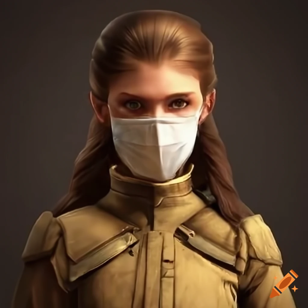 Evette, sister of Paul Atreides in Atreides uniform with a mask, brown ...