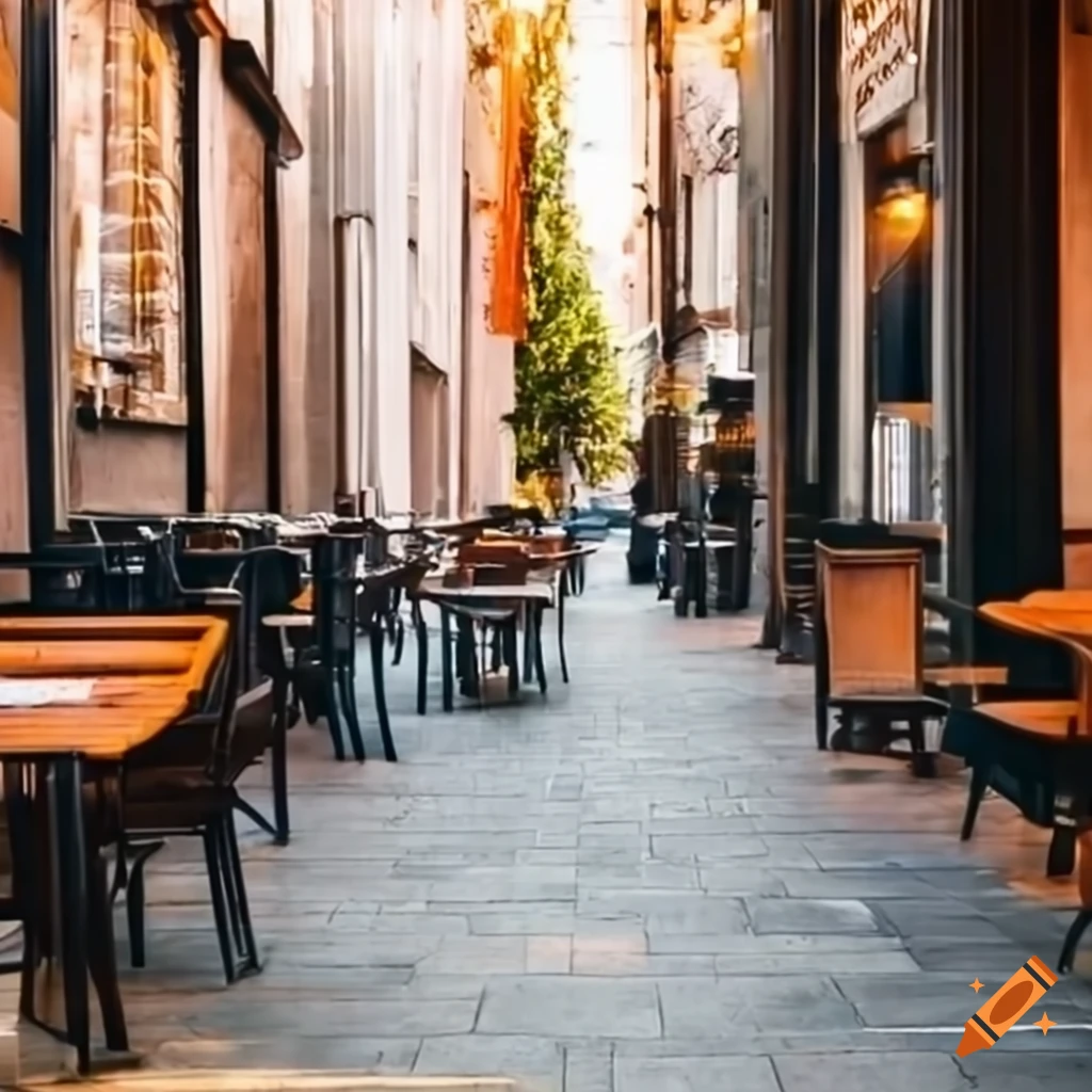 Street cafe background for virtual meeting on Craiyon