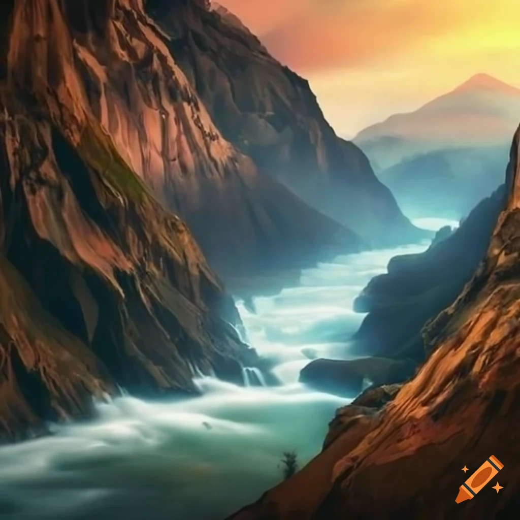 Mountain of God with the river of life flowing from it on Craiyon