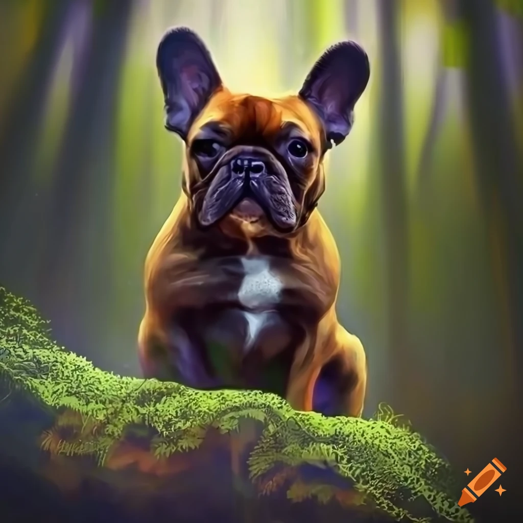 Dog sitting in the forest in digital art by julia pishtar on Craiyon