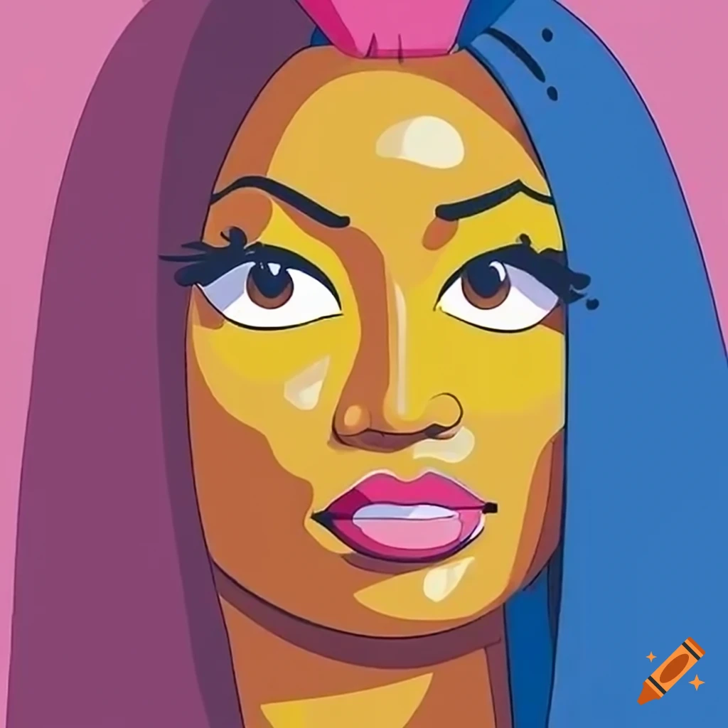 Nicki Minaj portrayed in Simpsons style illustration on Craiyon