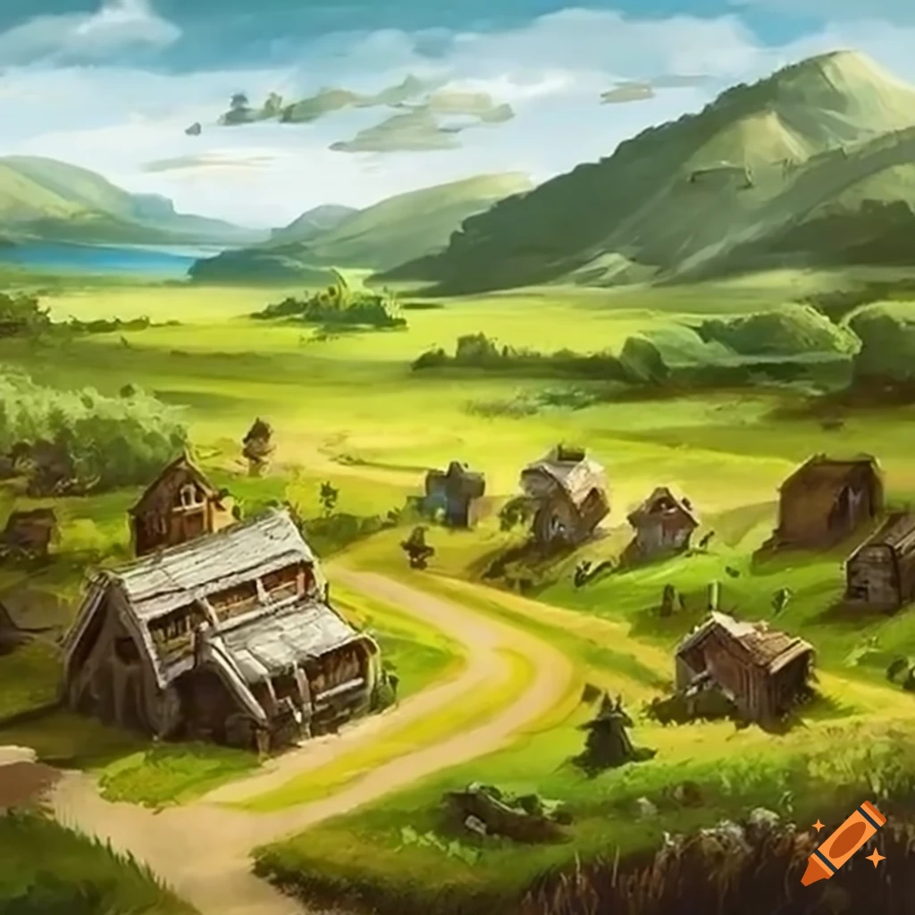 Farm in RPG game art concept illustration on Craiyon