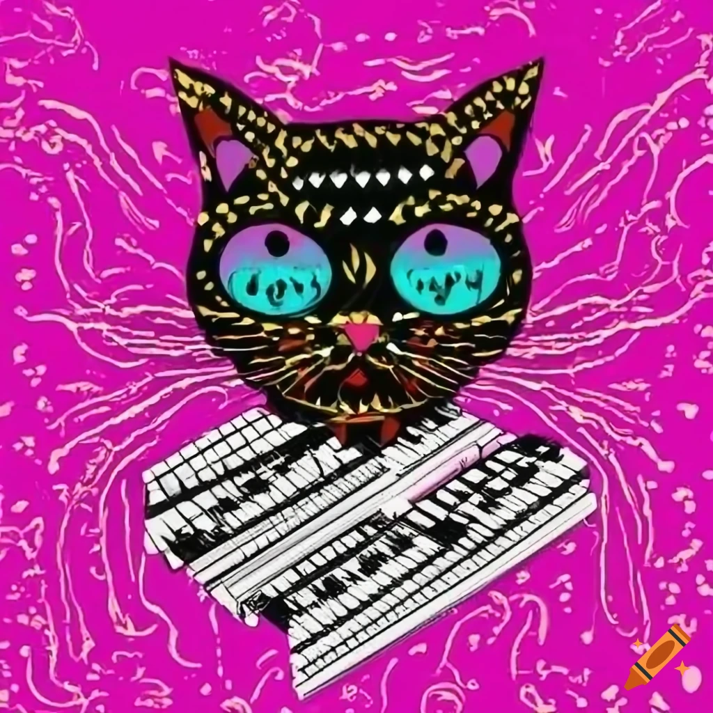 Synth pop cat on Craiyon