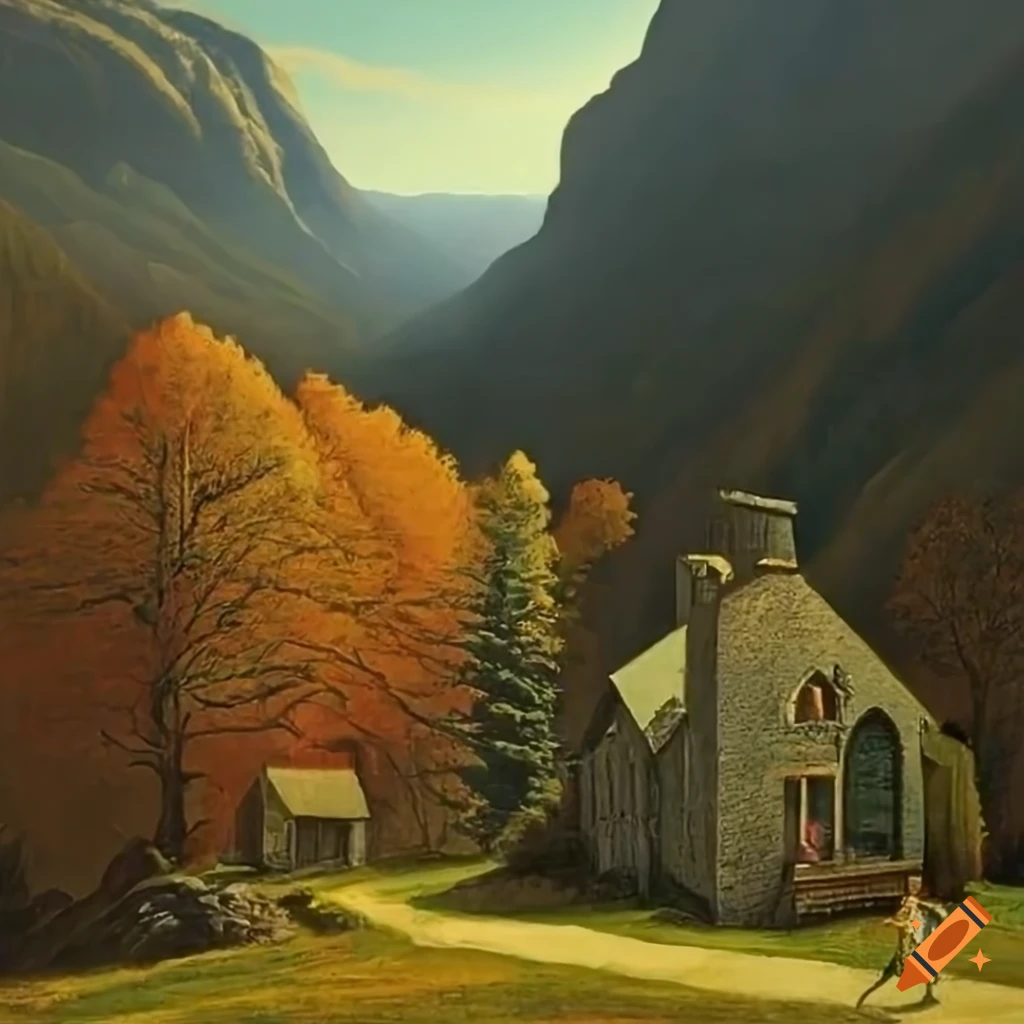 Detailed, high-definition graphic novel style art of a field at the ...