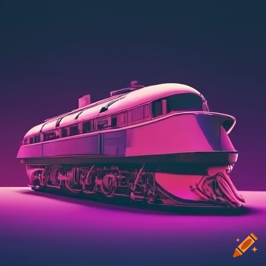 1950's retro futuristic vaporwave locomotive in high detail on Craiyon