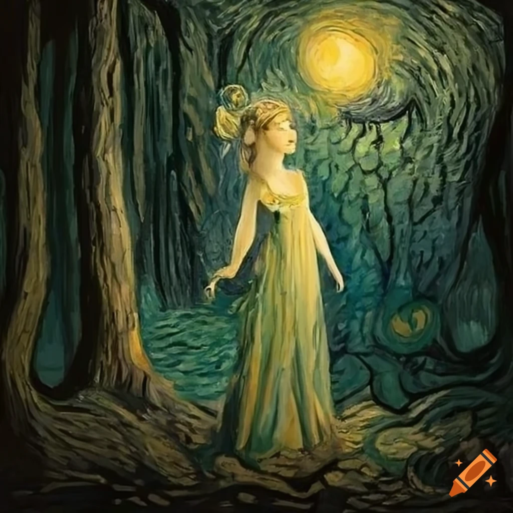 Fairy in a night forest inspired by Van Gogh on Craiyon