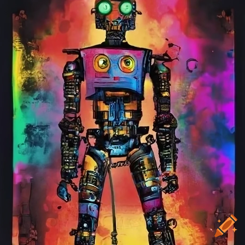 Colorful robot movie poster for "future shock" on Craiyon