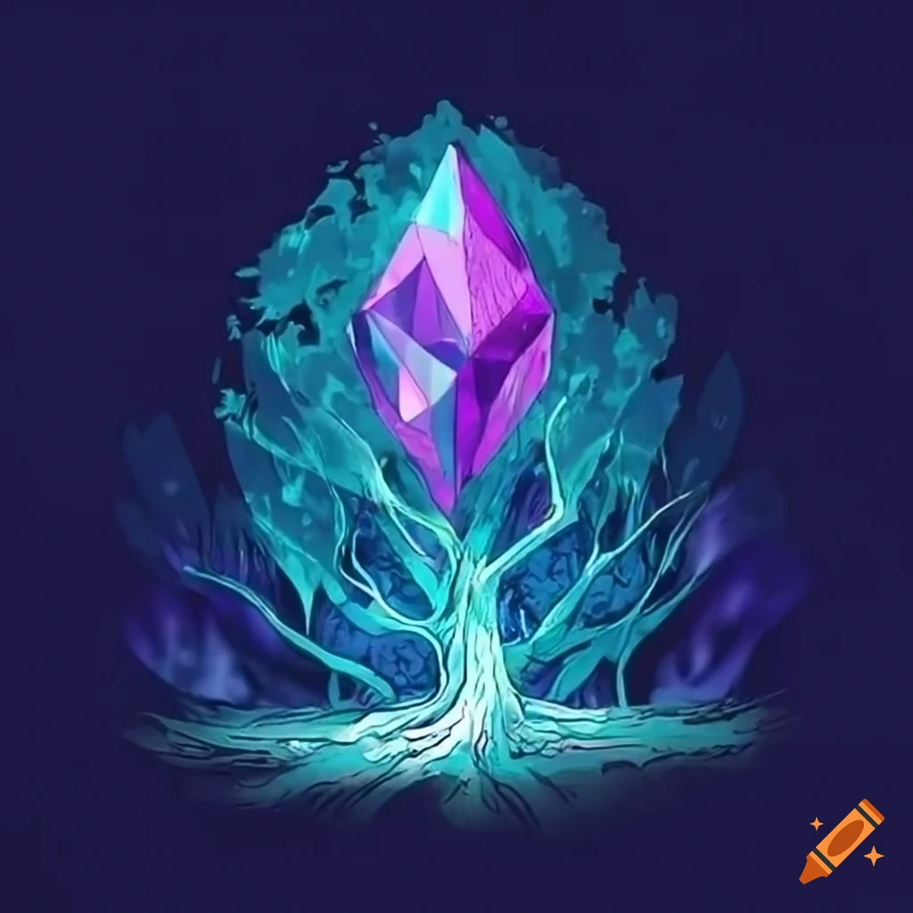 Fantasy forest with crystal trees on Craiyon