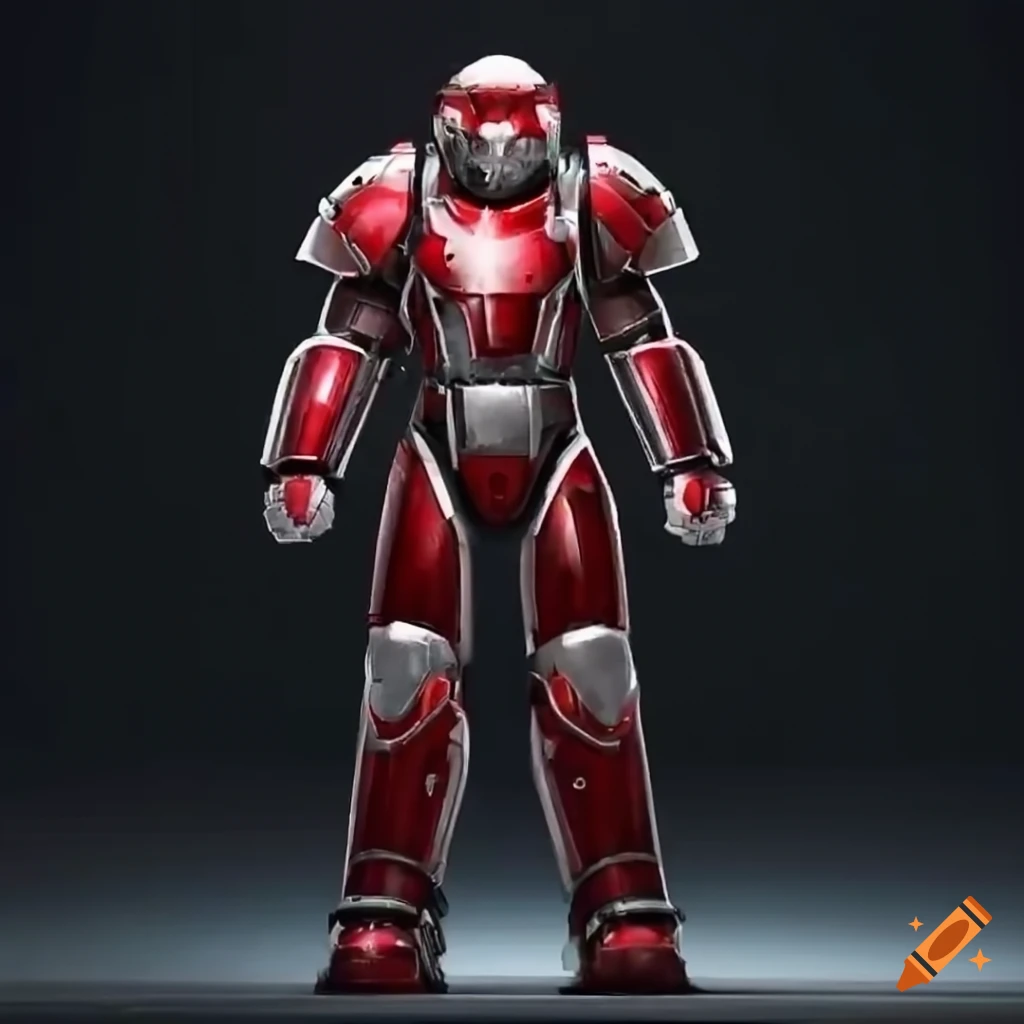 Red crystal power armor in full body design on Craiyon