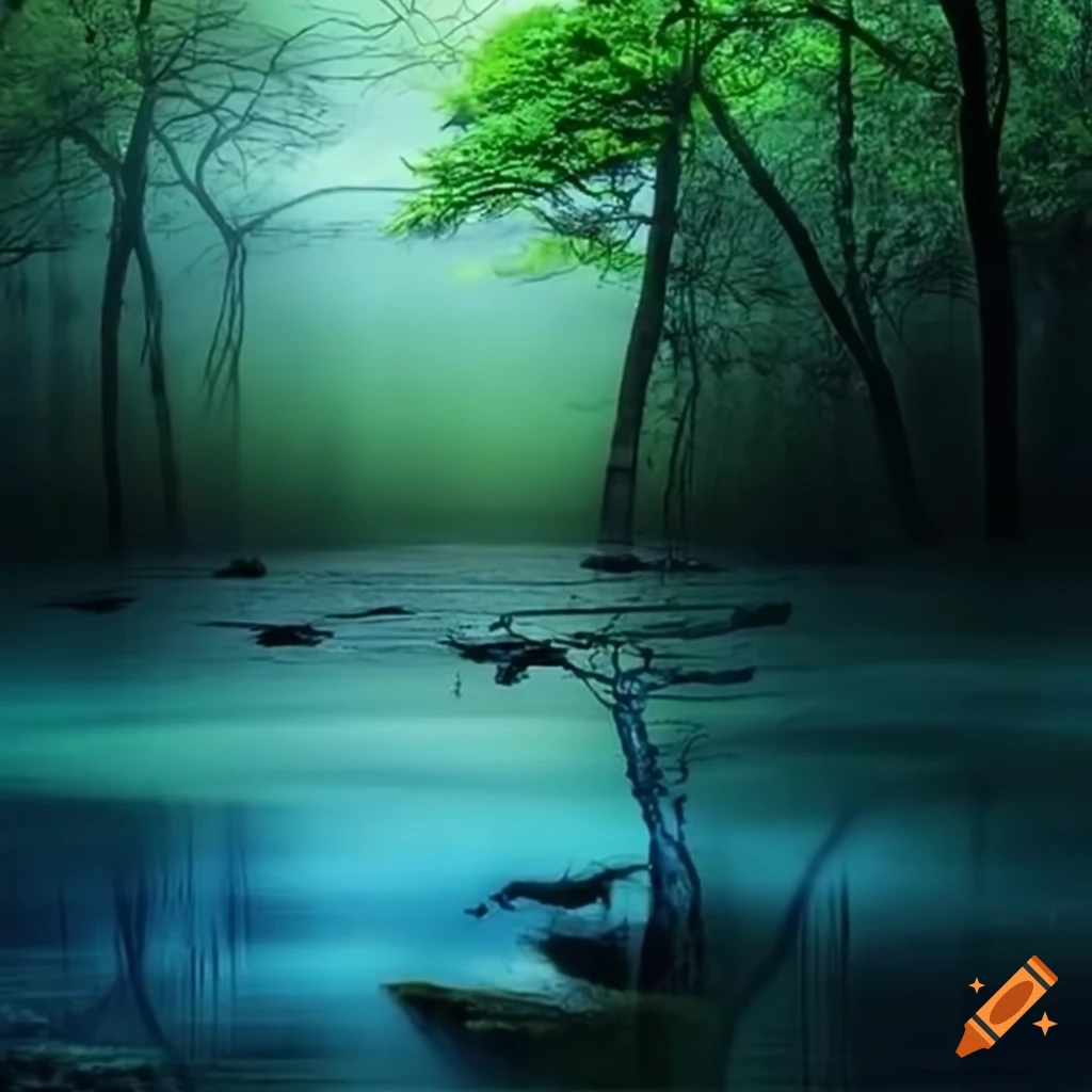 Magic nature with shining water on Craiyon