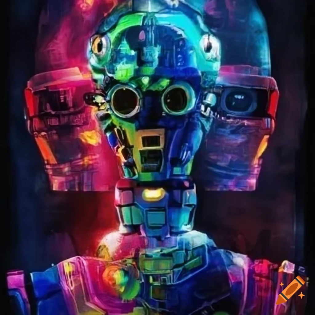 Colorful robot movie poster for "future shock" on Craiyon
