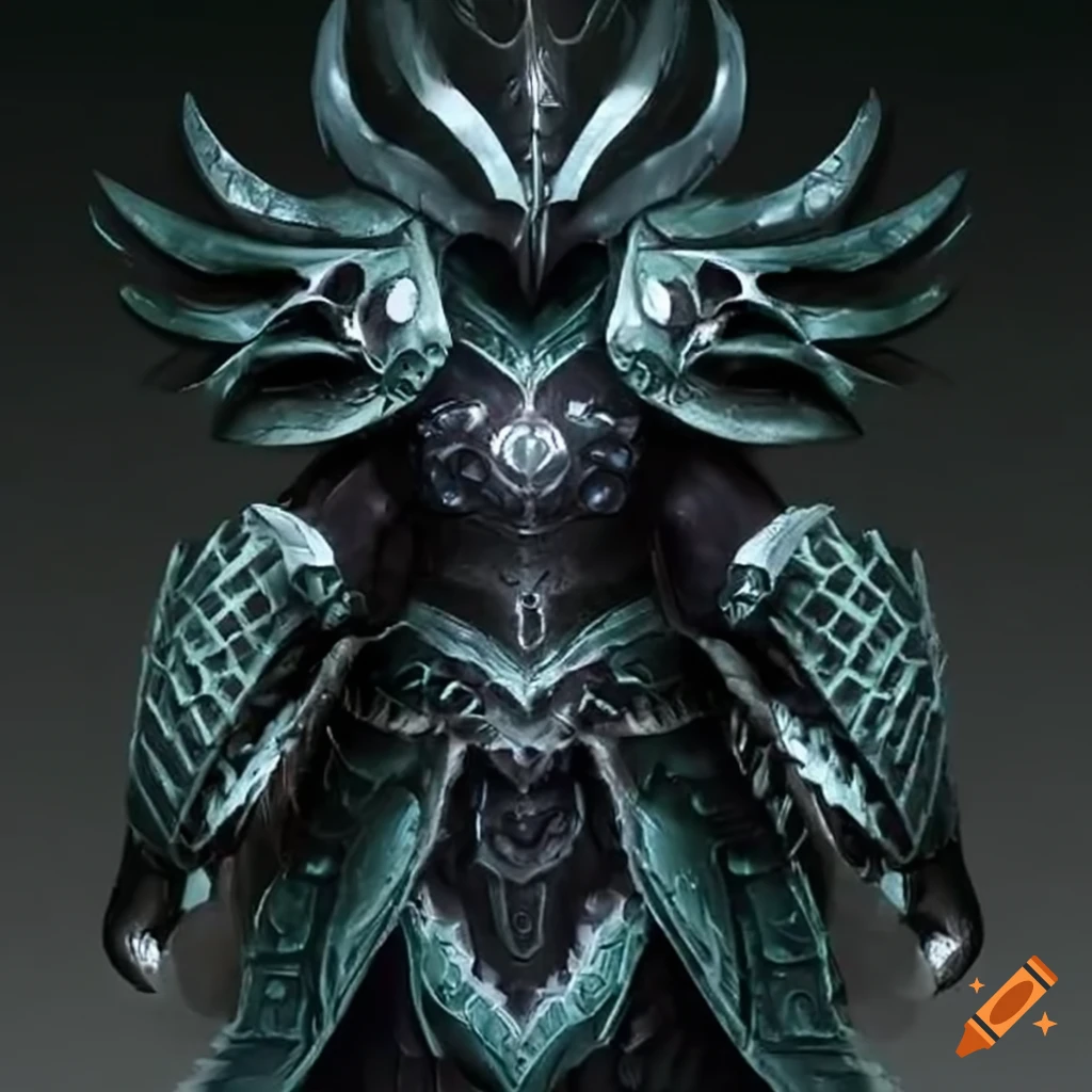 Front view of raven magic armor on Craiyon