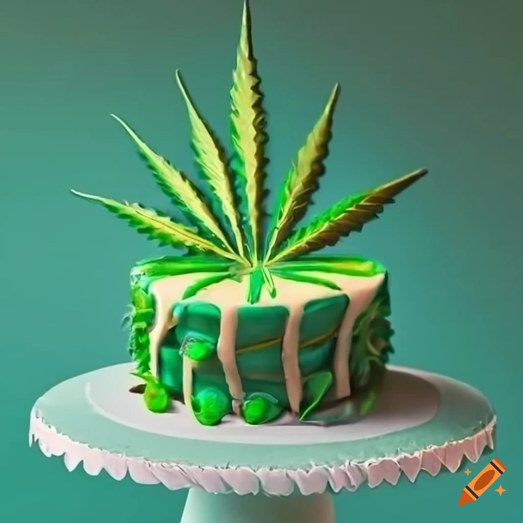Cannabis leaf cake with birthday greetings for Andre on Craiyon