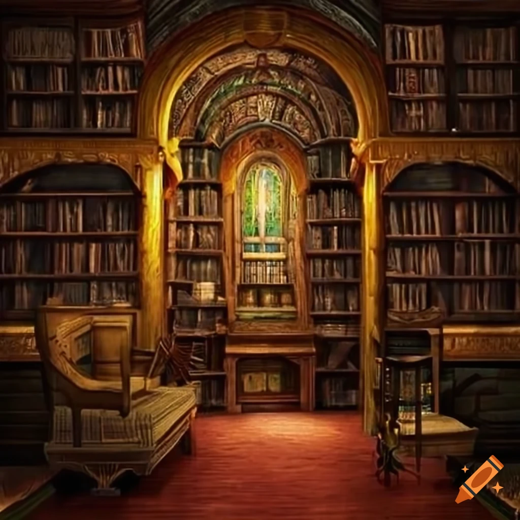 Fantasy library on Craiyon