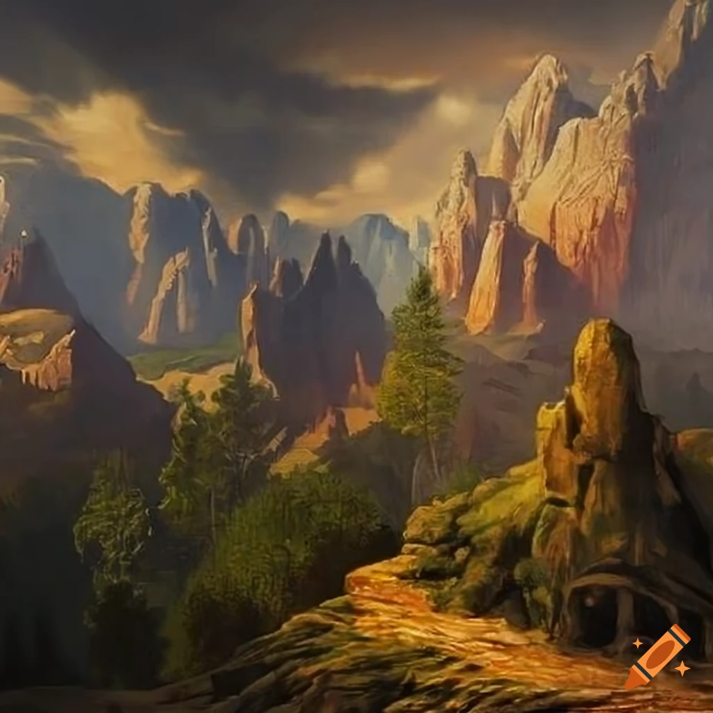 Extremely detailed intricate landscape inspired by james gurney and ...