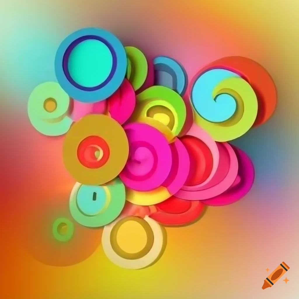 Colorful circle and disk symbols on a bright background on Craiyon