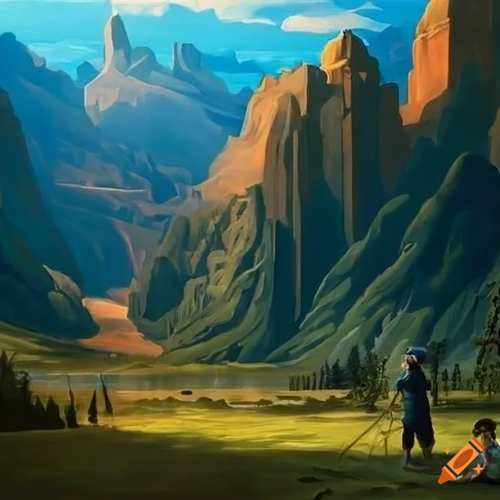 Detailed intricate landscape with stunning features inspired by James ...