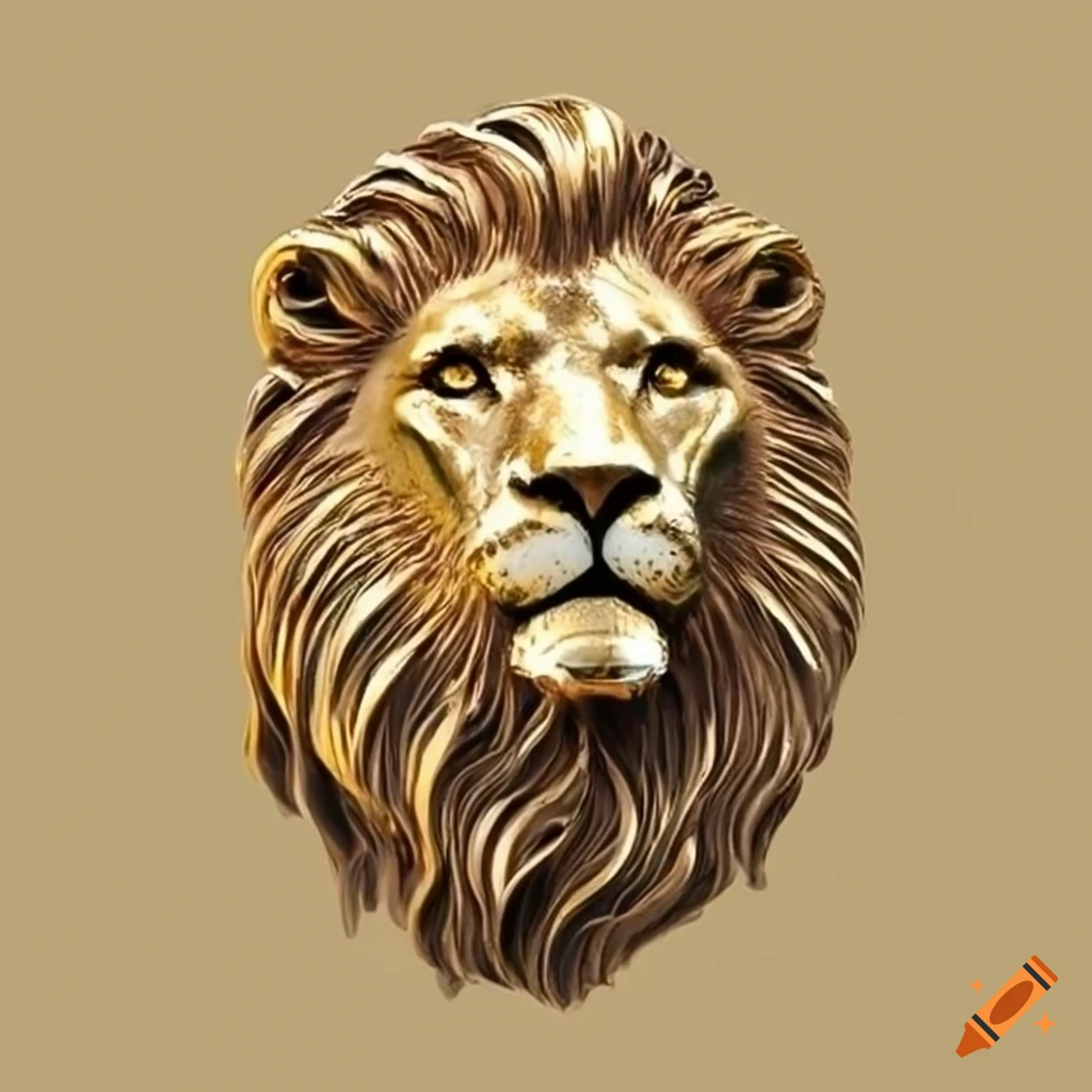 Detailed lion face in solid gold on Craiyon