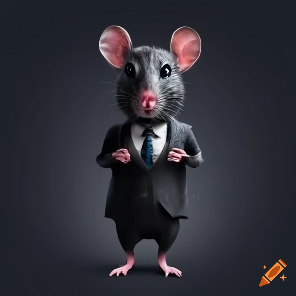 Rat wearing a black suit in high resolution on Craiyon