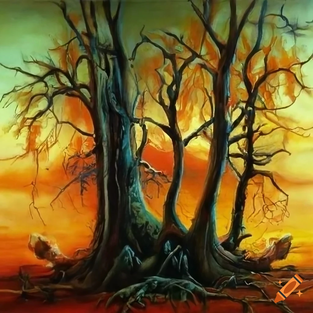 Paintings inspired by nature and forests in the style of samuel bak on ...