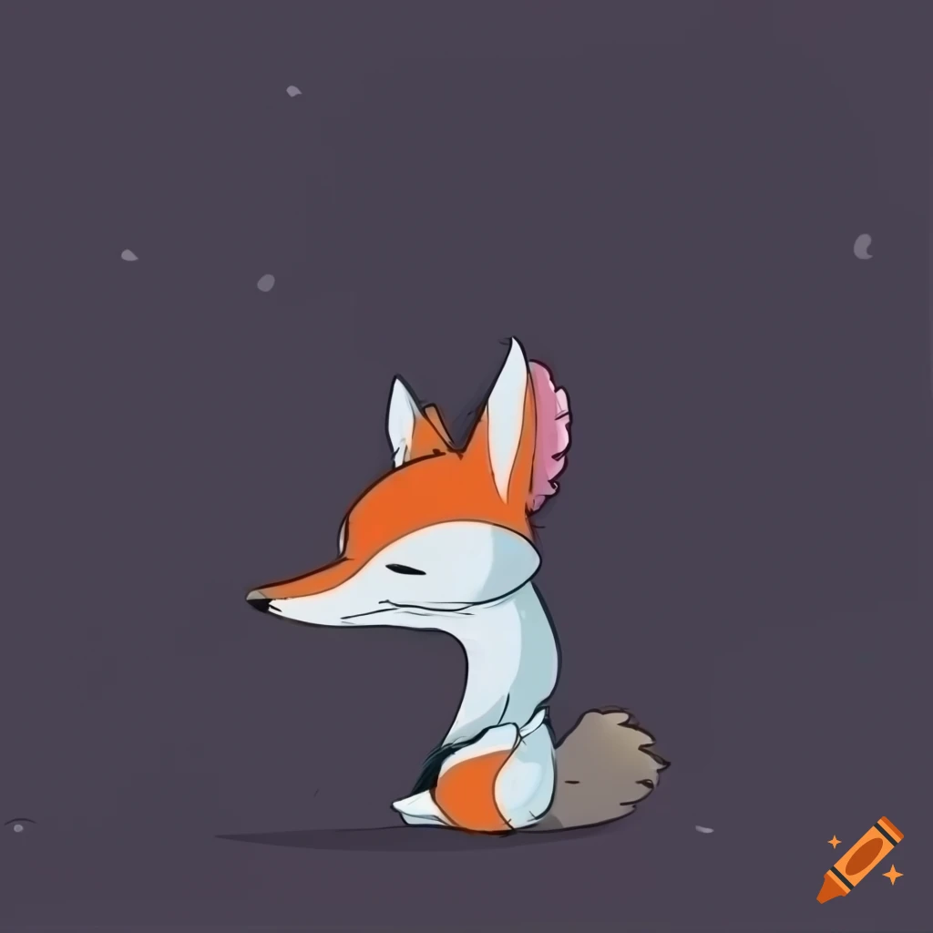 Cartoon fox with a sad expression in a dark atmosphere on Craiyon