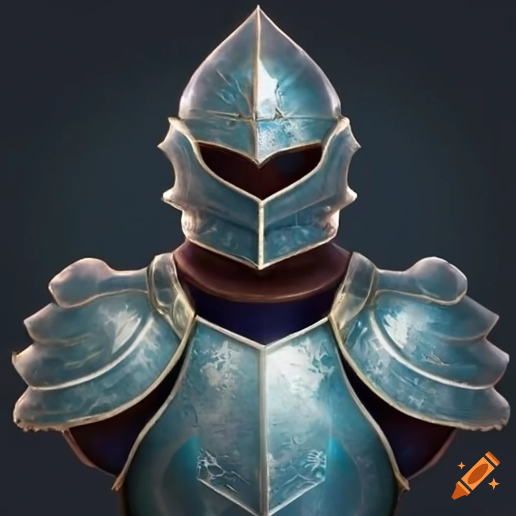 Front view of fantasy armor with magical elements on Craiyon