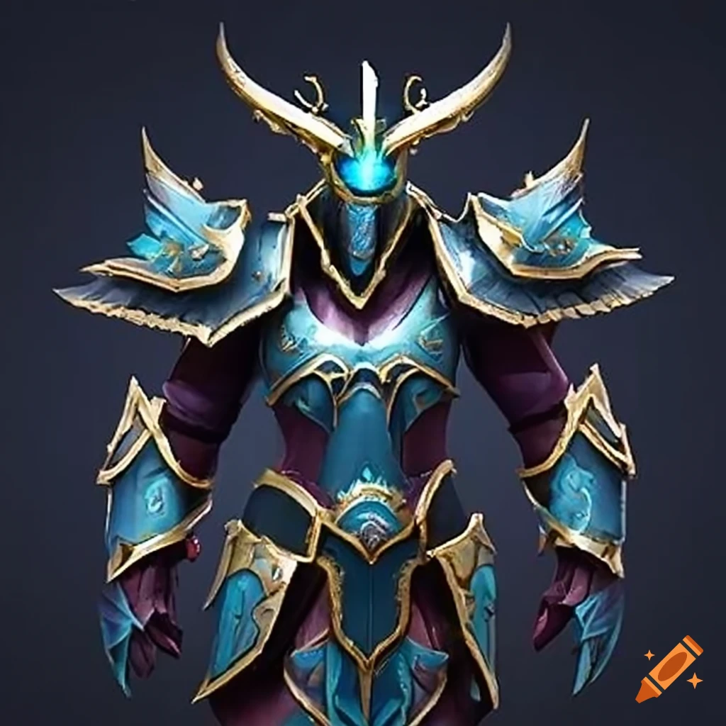 Elite champion raven in magic armor front view on Craiyon