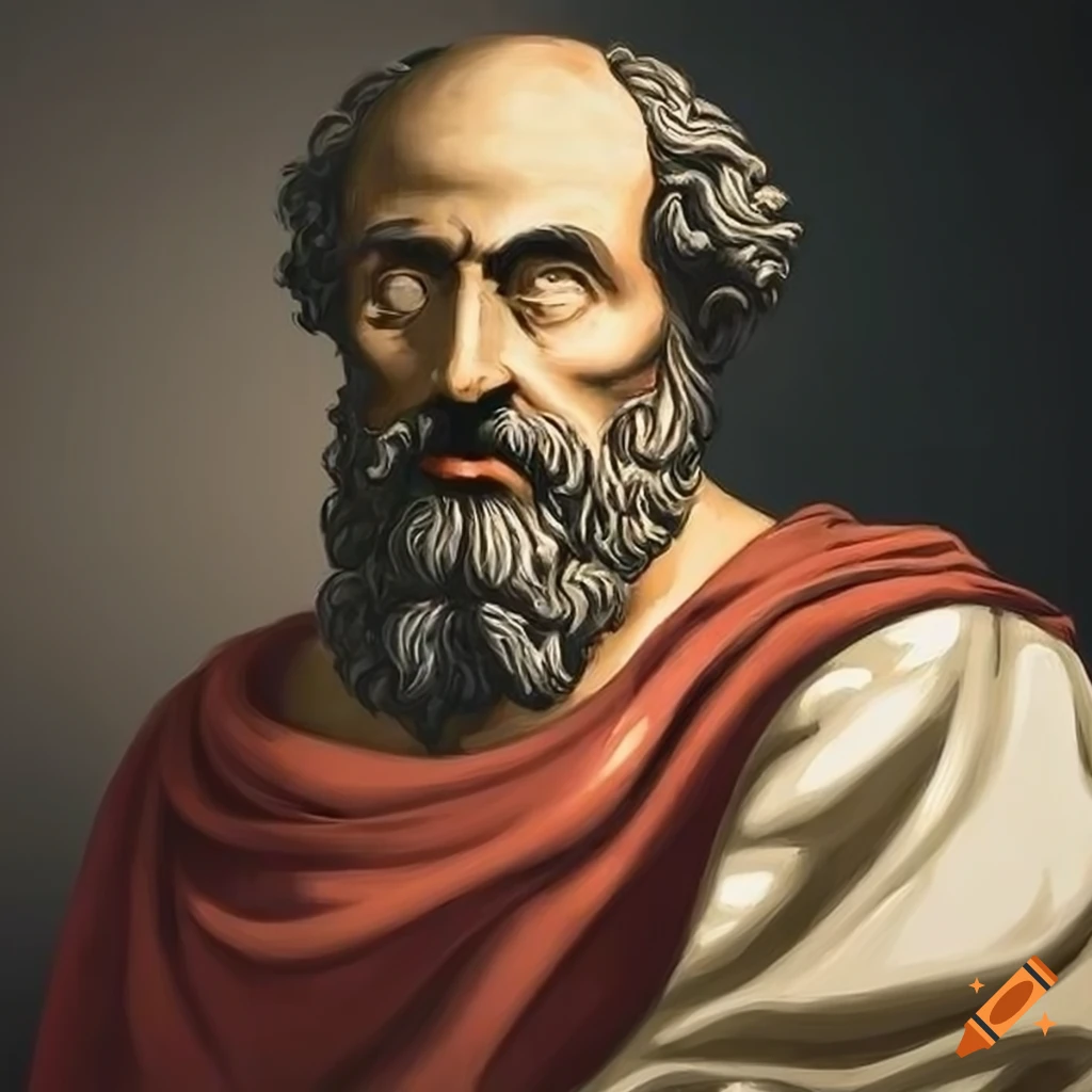 Portrait of a stoic philosopher on Craiyon