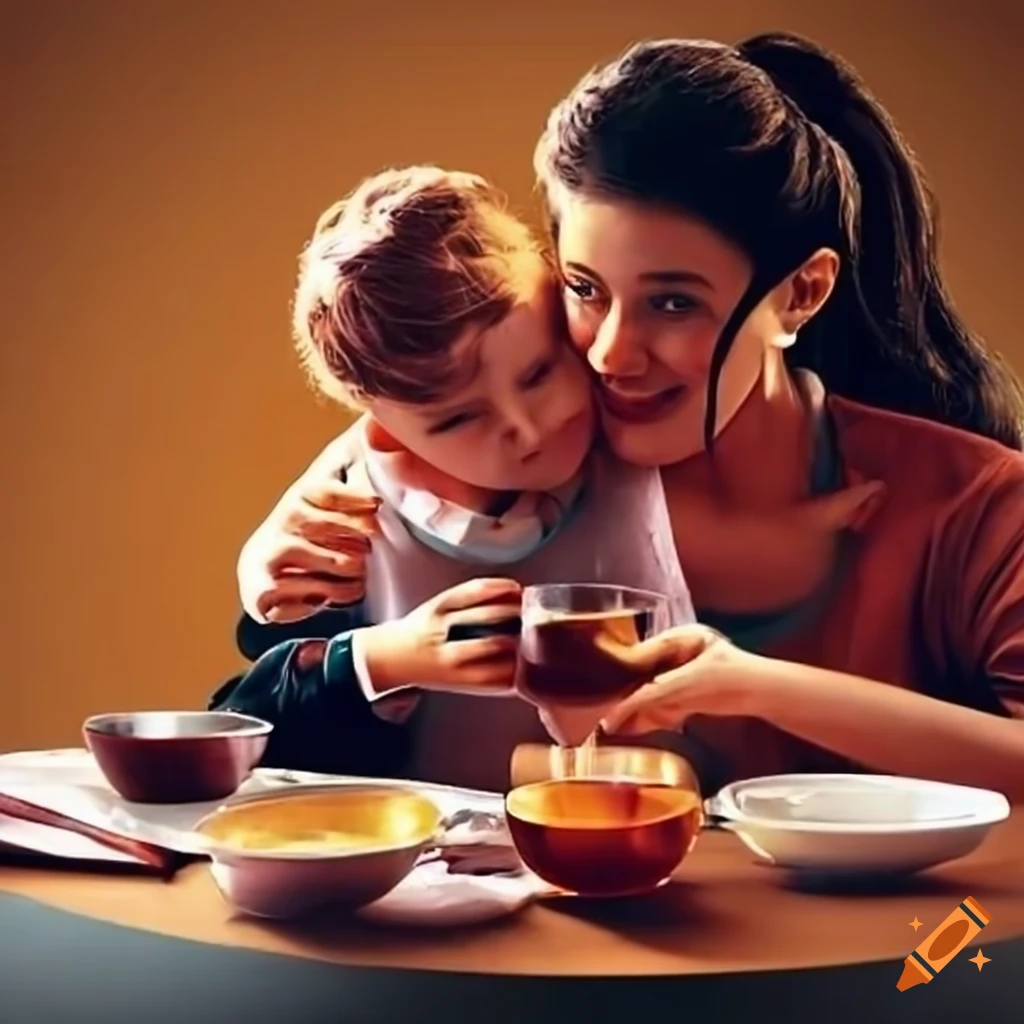 Family enjoying tea time together on Craiyon